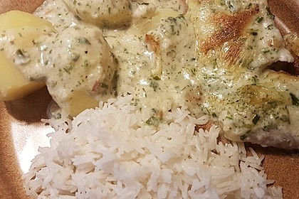 Fischfilet gebacken mit Kräuter-Sahne-Soße von leveret65 | Chefkoch.de