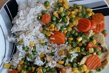 Reis mit Buttergemüse - Hähnchen - Sauce von Melzer07 | Chefkoch.de